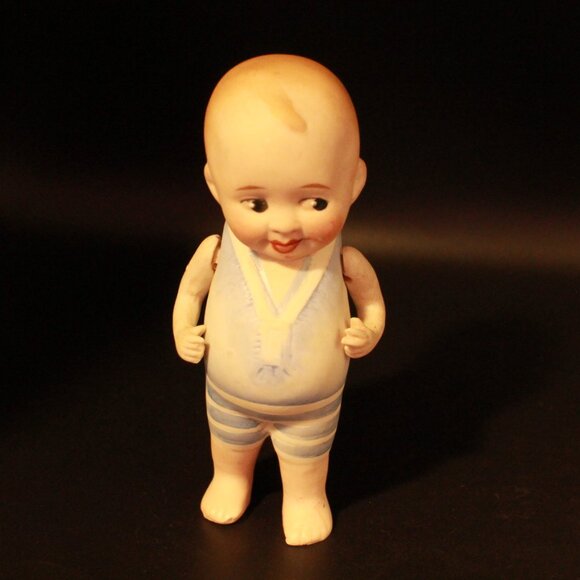 Source Unknown | Other | Bisque 5 Inch Boy Doll In Blue Swimwear ...